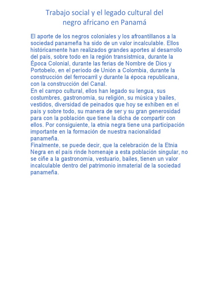 El Aporte de Los Negros Coloniales y Los Afroantillanos A La Sociedad ...