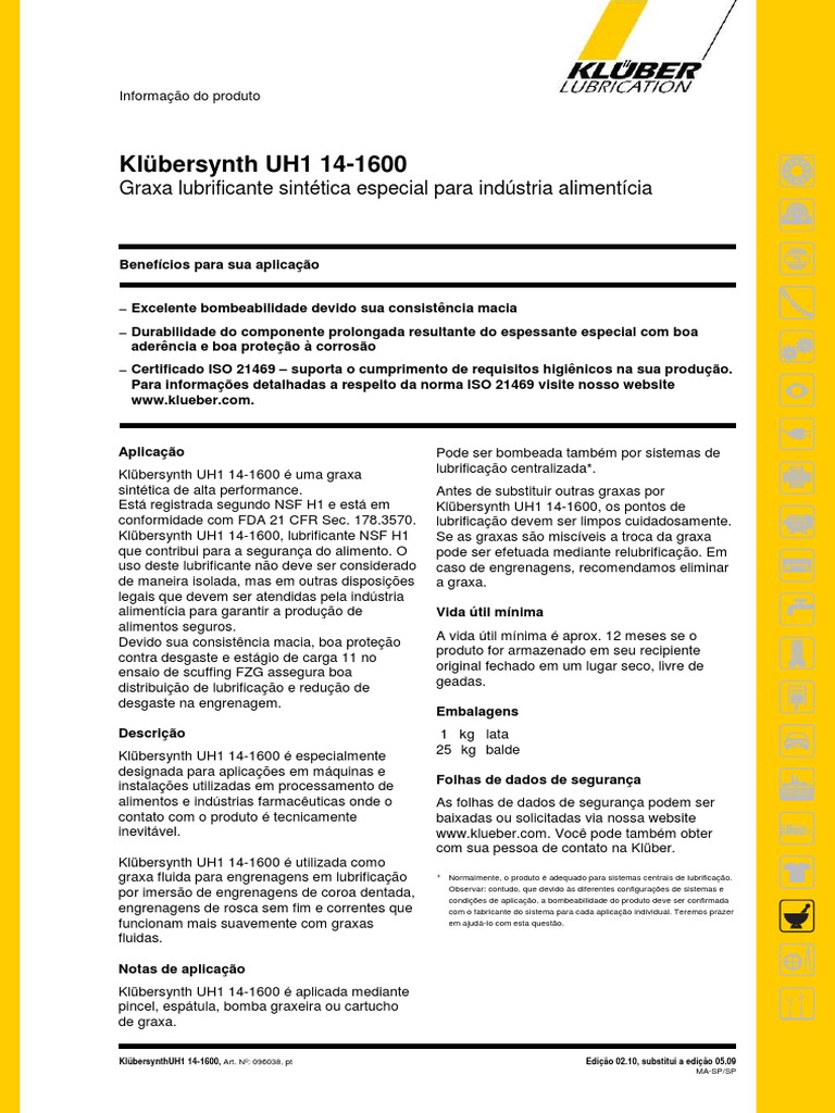 Kluebersynth UH1 14 1600-pt | Download grátis PDF | Farmacêutico | Química