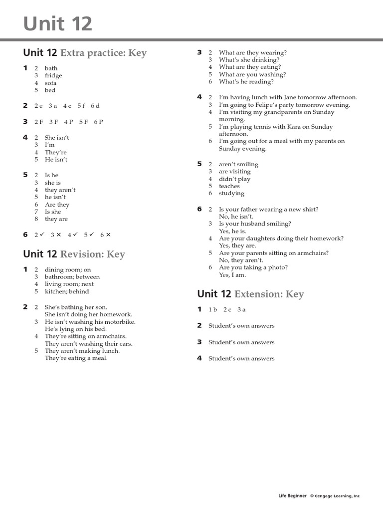 Beg Unit12 Answerkey Be | PDF | Food And Drink