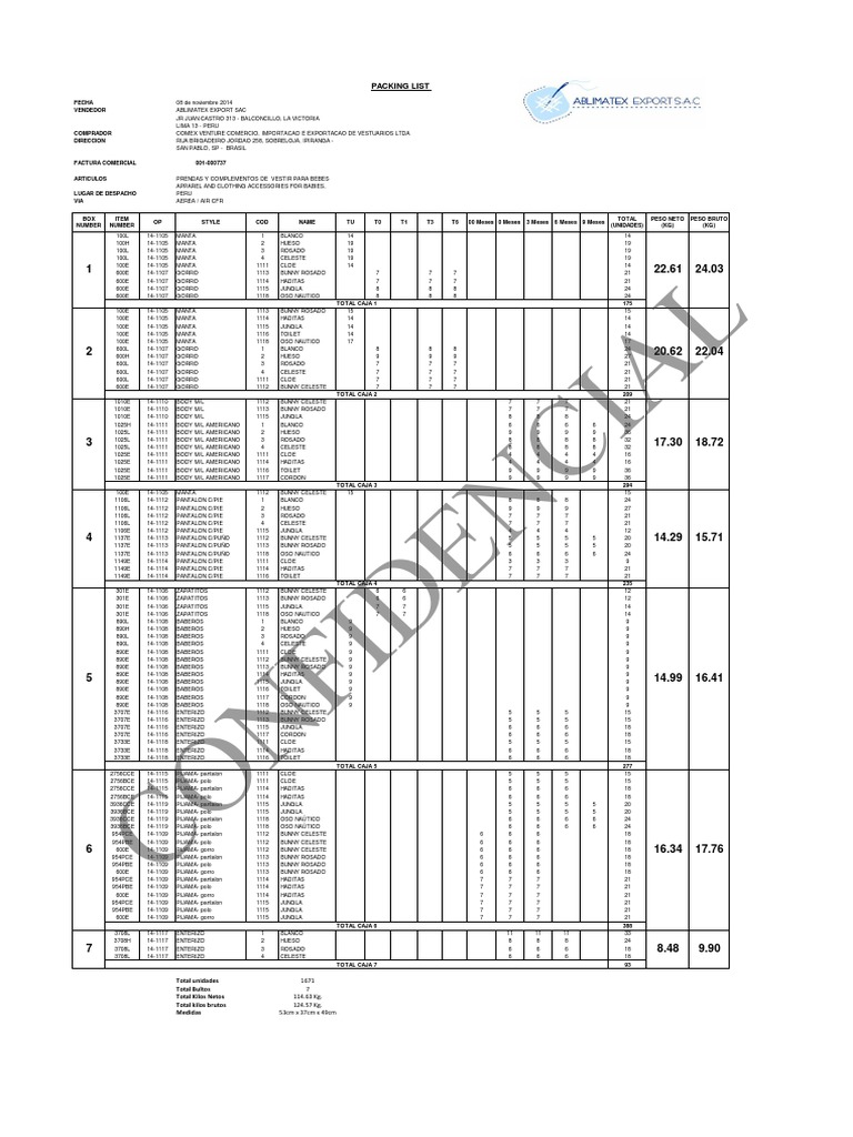 Packing List GDB Brasil | PDF Packing List GDB Brasil | PDF