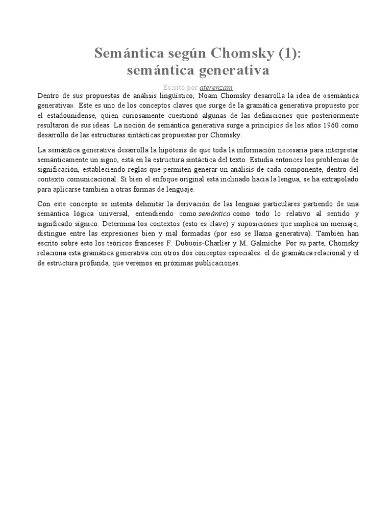 2-Semántica Según Chomsky | PDF