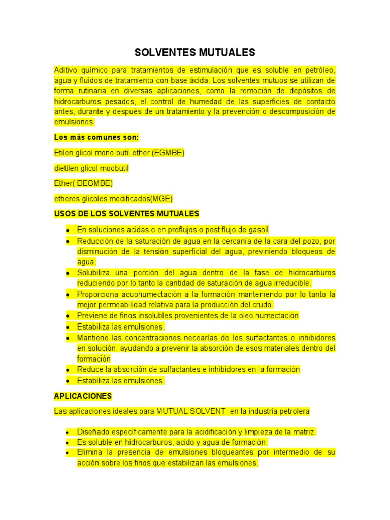 Solventes Mutuales | PDF | Tensioactivo | Solvente