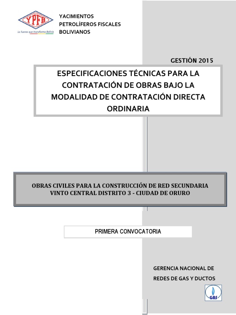 Construcción red gas Vinto | PDF | Seguro | Topografía