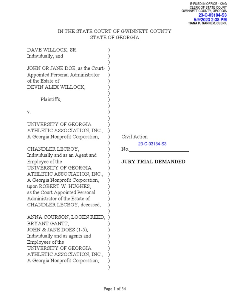 UGA Complaint | PDF | Justice | Crime & Violence