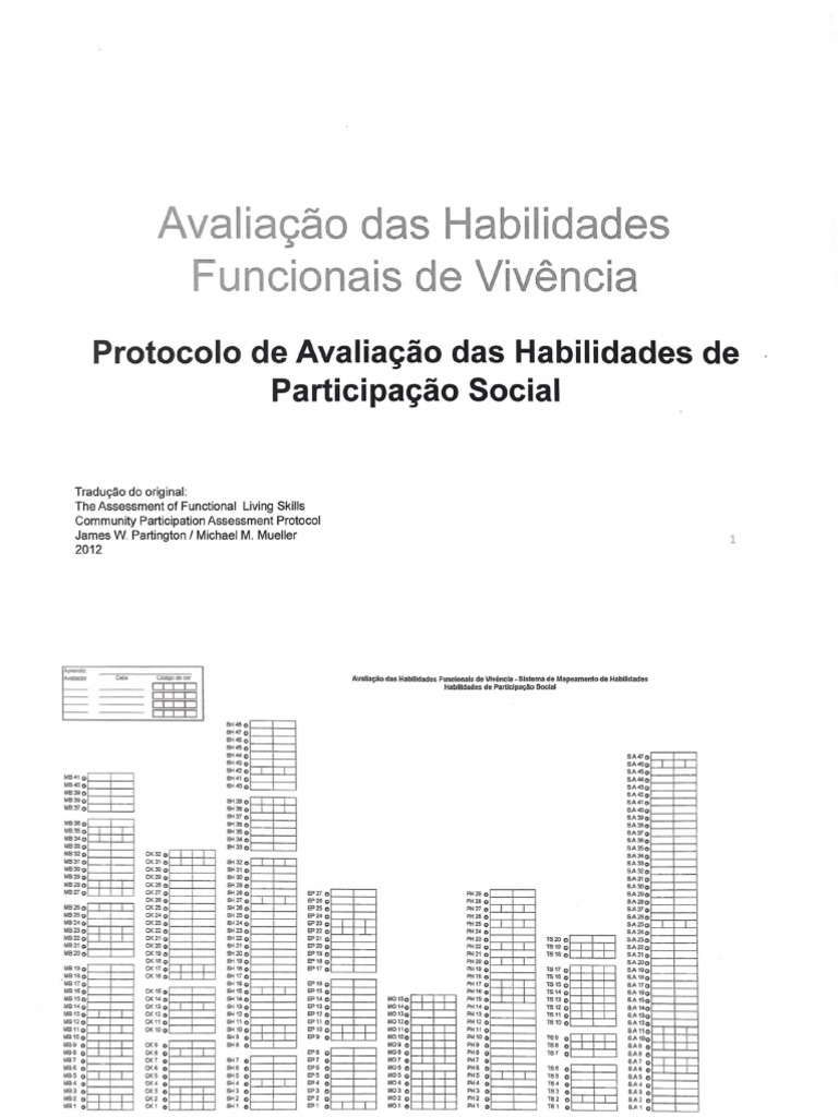 Protocolo de Avaliação Das Habilidades de Participação Social REV - Pdf ...