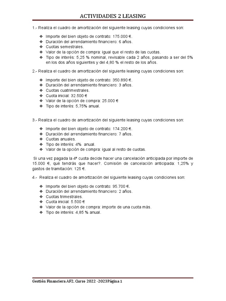Actividades 2 Leasing | PDF