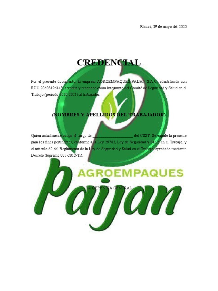 CREDENCIAL Integrantes Del CSST | PDF