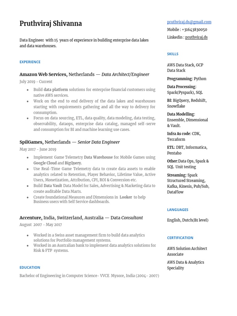 Data Engineer with AWS Expertise | PDF | Apache Spark | Amazon Web Services