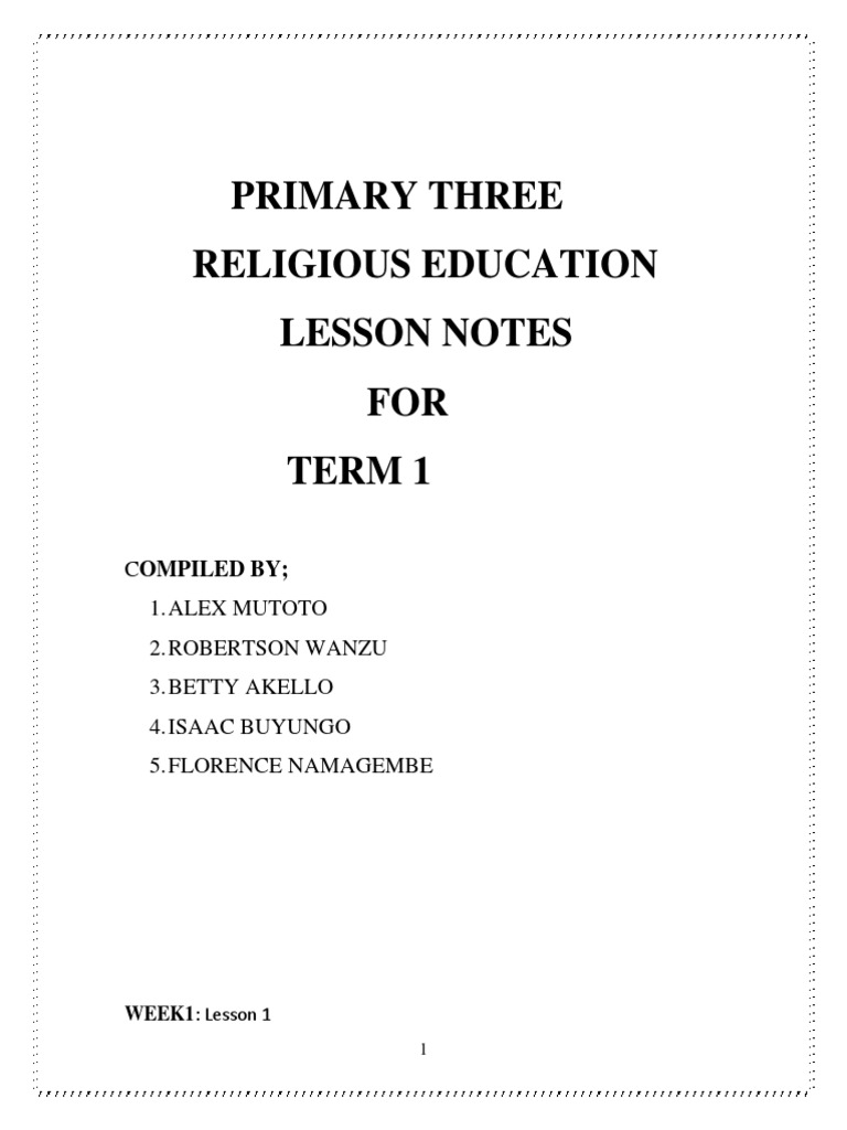 P3 Religious Education Notes Term 1 | PDF