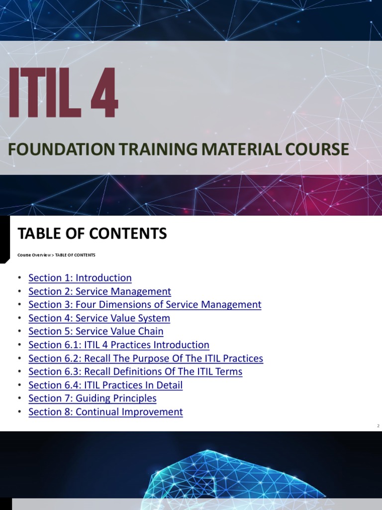ITIL 4 Foundation Training Overview | PDF | Risk | Supply Chain