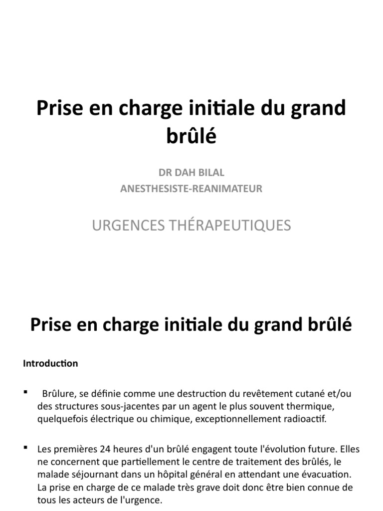Prise en charge du grand brûlé | PDF | Brûlure | Médecine clinique