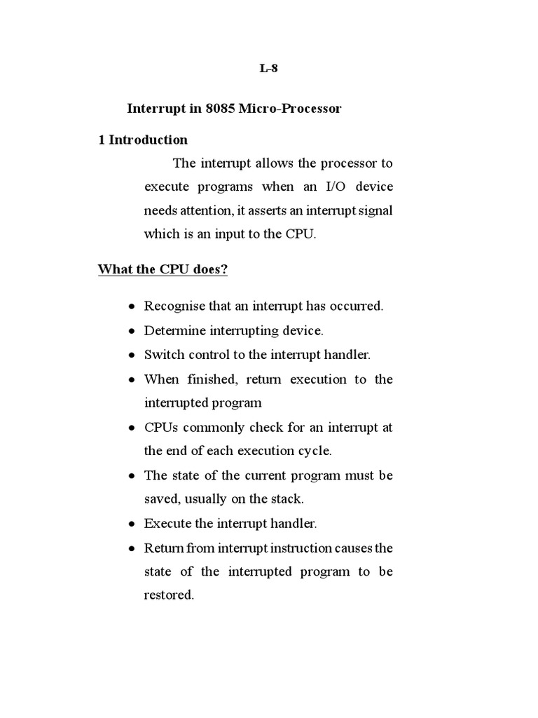Interrupt | PDF | Central Processing Unit | Input/Output Interrupt | PDF | Central Processing Unit | Input/Output