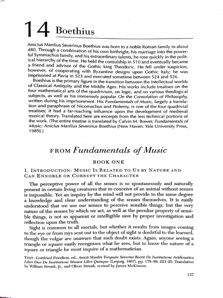 Boethius, Excerpt From Fundamentals in Music | PDF