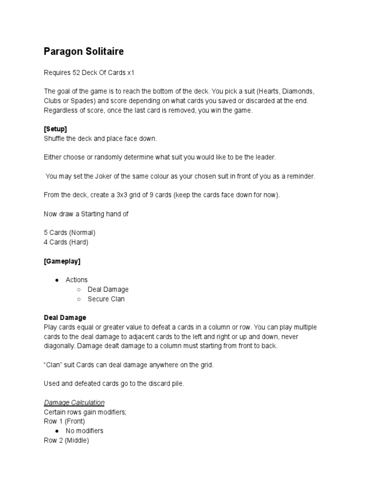 Paragon Solitaire | PDF