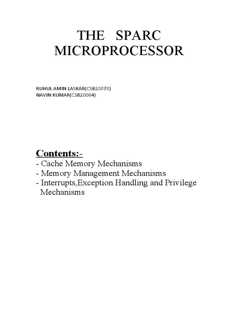 The Sparc Microprocessor: Contents | PDF | Cpu Cache | Cache (Computing)