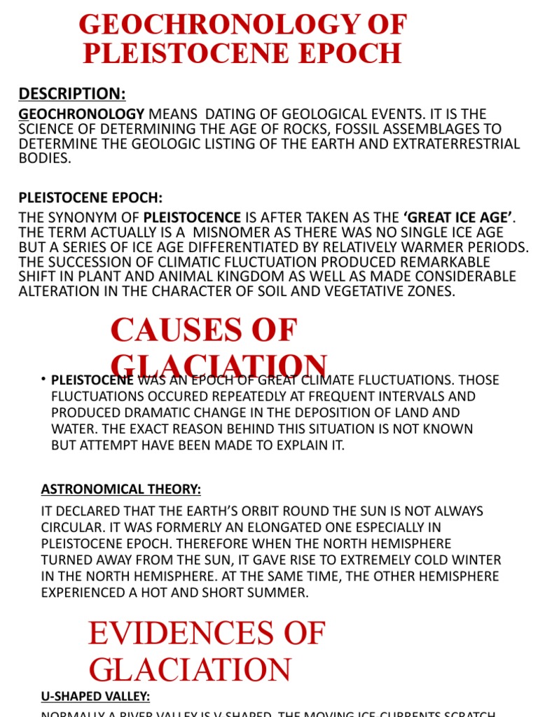 Geochronology of Plistocene Epoch | PDF | Pleistocene | Glacier