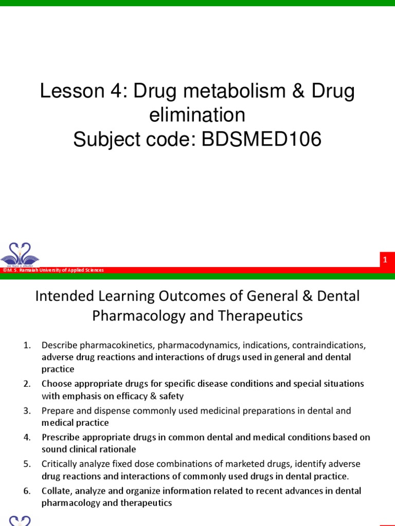 BDS 2nd Year DM Notes | PDF | Drug Metabolism | Pharmacokinetics