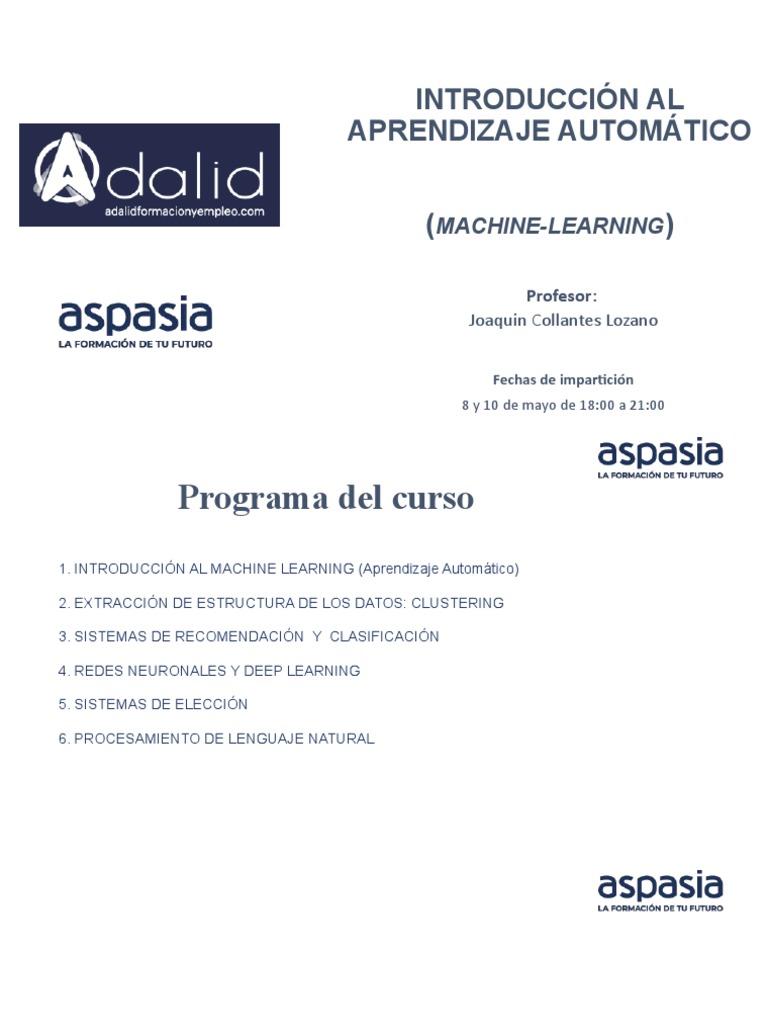 Machine Learning DIA02 | PDF | Aprendizaje automático | Aprendizaje ... Machine Learning DIA02 | PDF | Aprendizaje automático | Aprendizaje ...