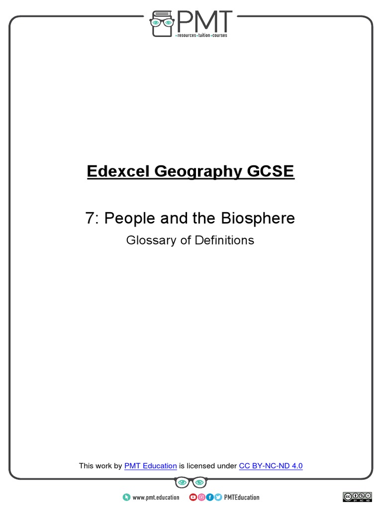 Glossary - People and The Biosphere - Edexcel Geography GCSE | PDF ...