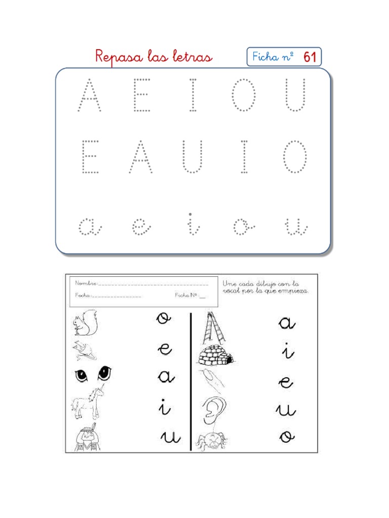 Ejercicios de Vocales | PDF