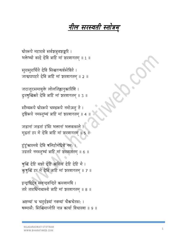 Nila Saraswati Stotram | PDF