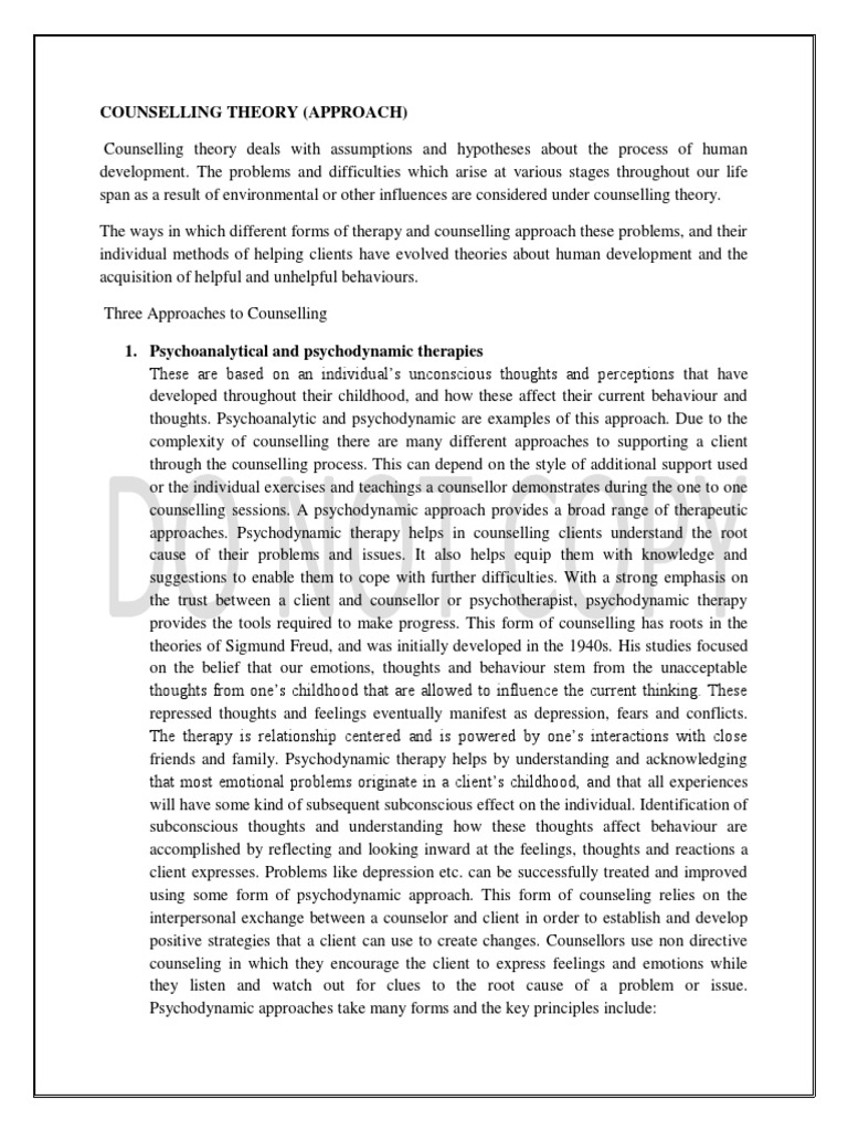 Approches of Counseling | PDF | Psychotherapy | Humanistic Psychology