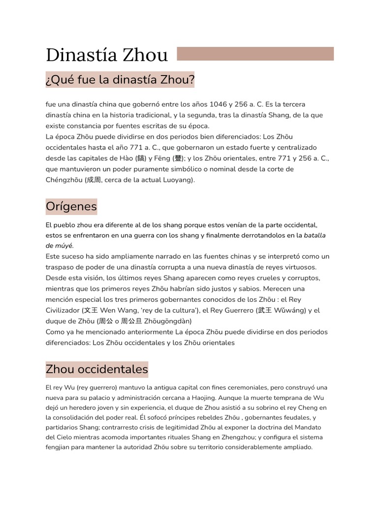 Dinastía Zhou | PDF | China | Política mundial