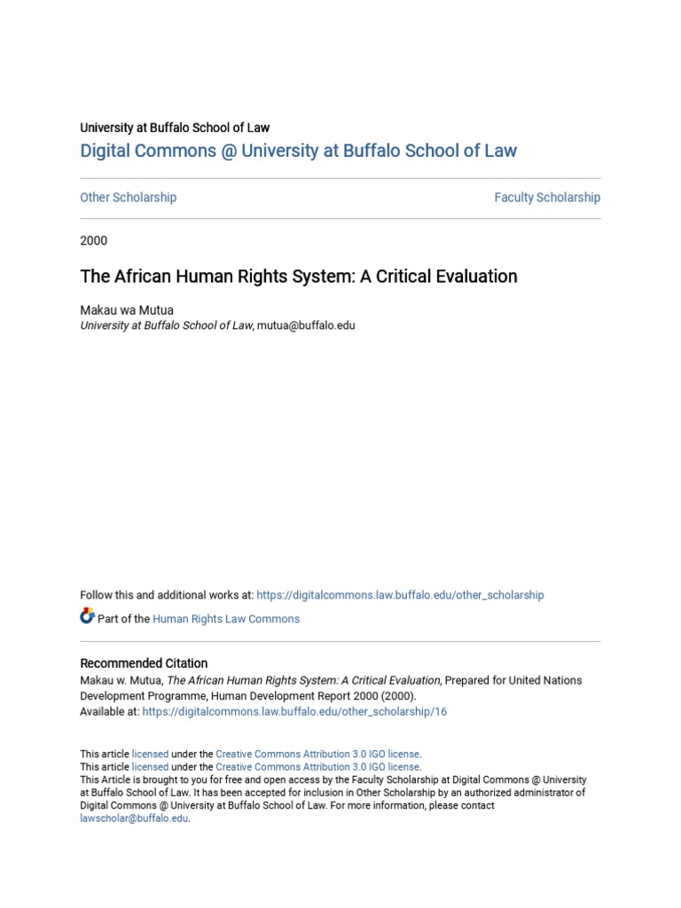 The African Human Rights System - A Critical Evaluation | PDF | Human ...