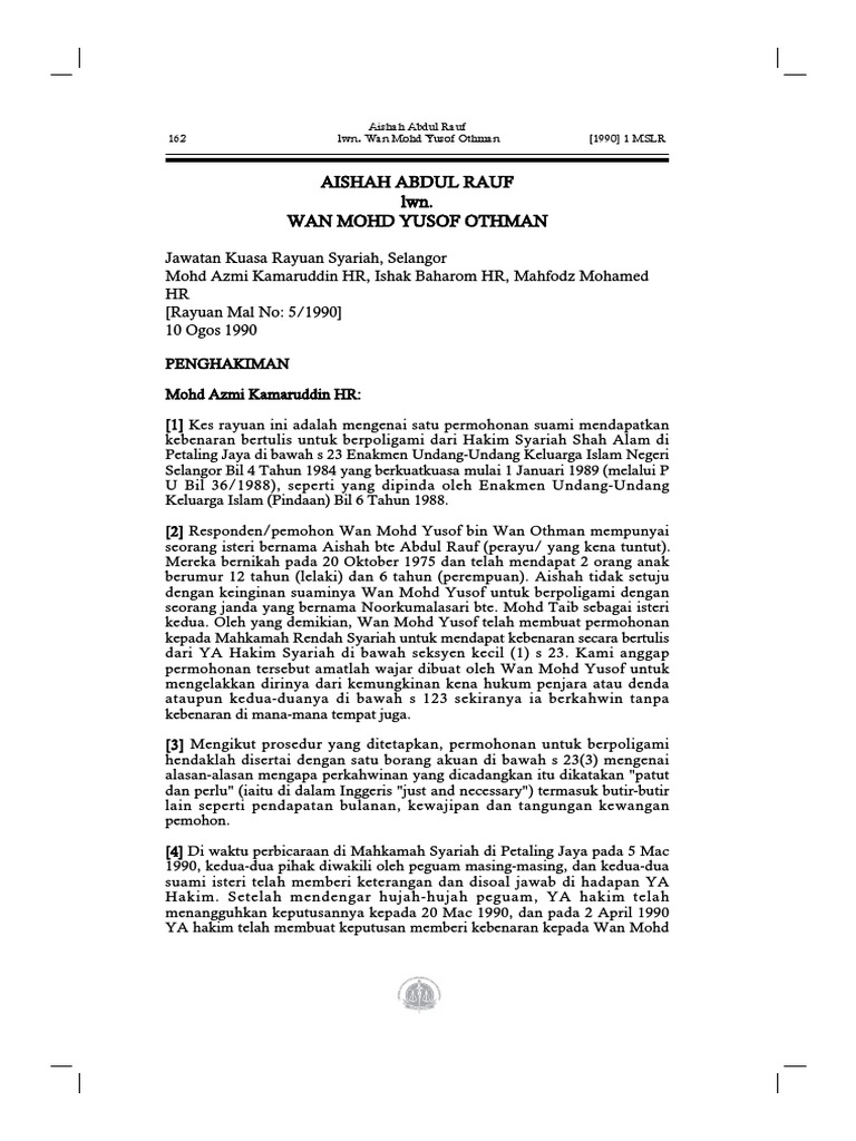 Aishah Abdrul Rauf LWN Wan Mohd Yusof Othman | PDF