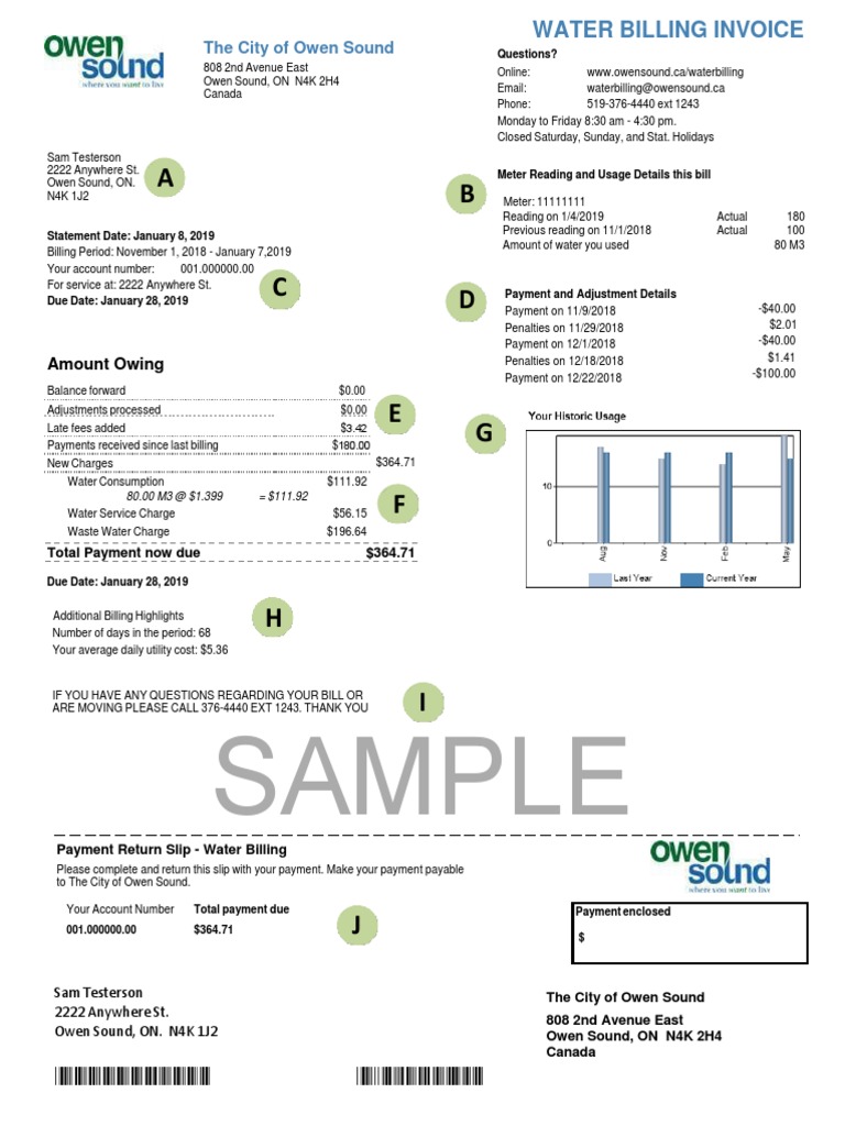 Understanding Your Water Bill - Sample | PDF | Fee | Water