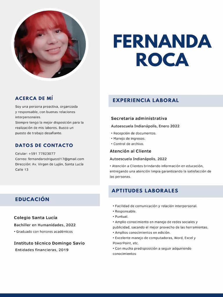 Fernanda Roca. CV PDF | PDF