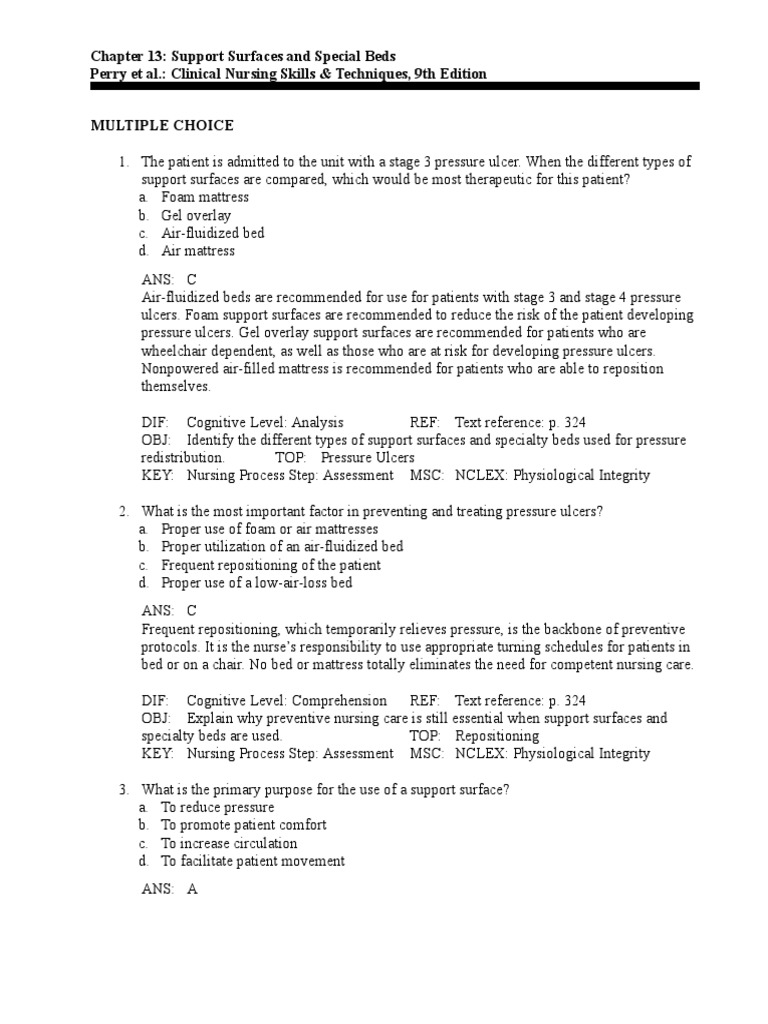 Chapter 13: Support Surfaces and Special Beds Perry Et Al.: Clinical ...