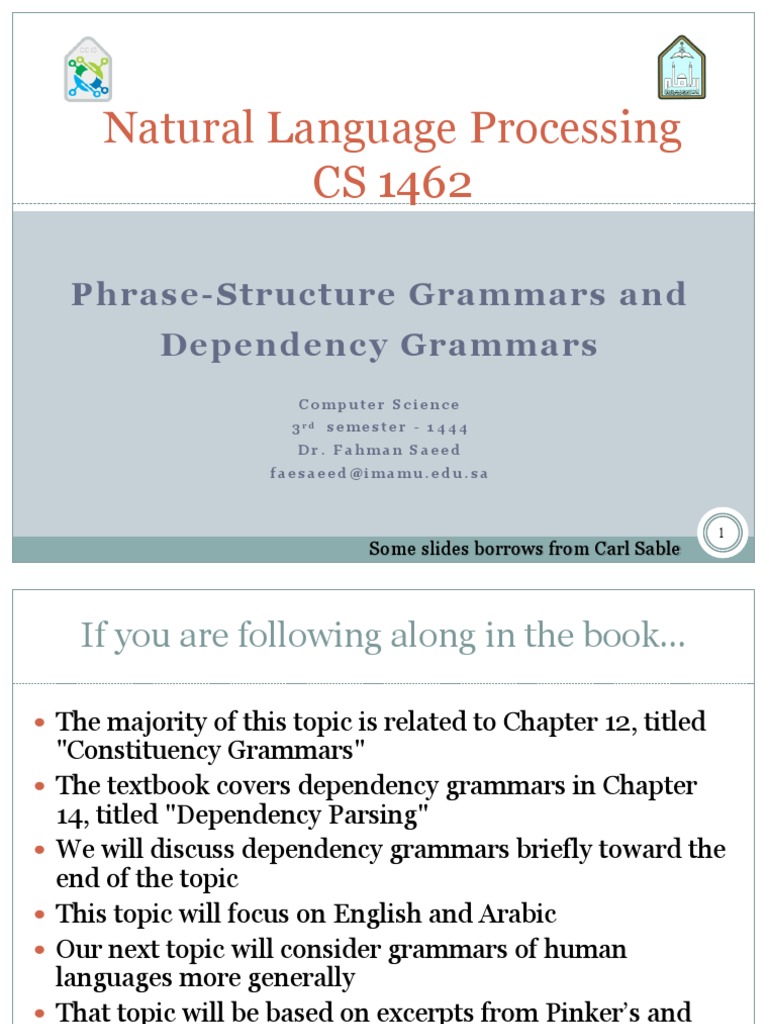 Ch4-Phrase-Structure Grammars and Dependency Grammars.pdf | PDF | Parsing | Phrase