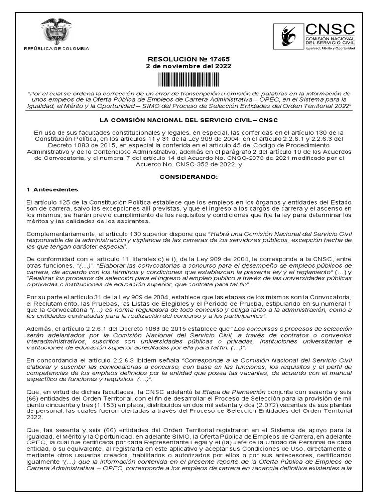 Resolucin 17465 de 2022 - EOT 2022 | PDF | Educación más alta | Ingeniería