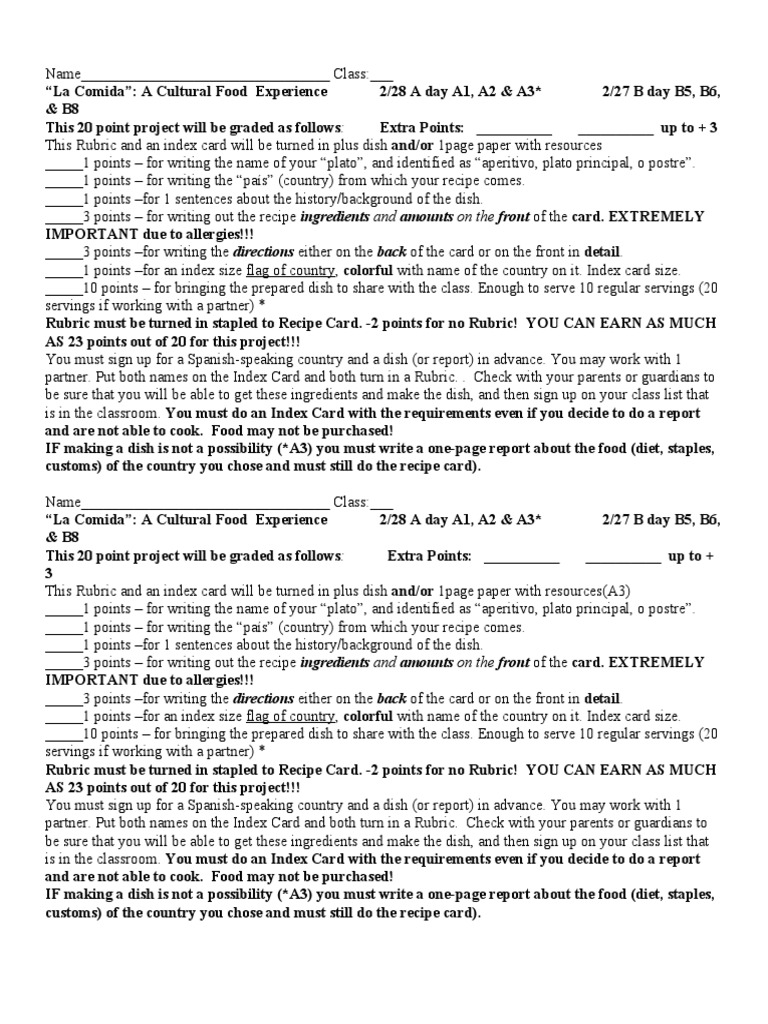 La Comida Project Guidelines | PDF | Career & Growth | Finance & Money ...
