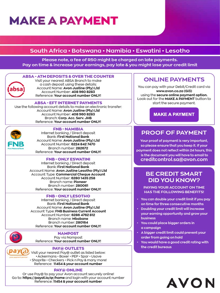 Avon Make A Payment Information July 2021 PDF | PDF | Payments | Credit ...