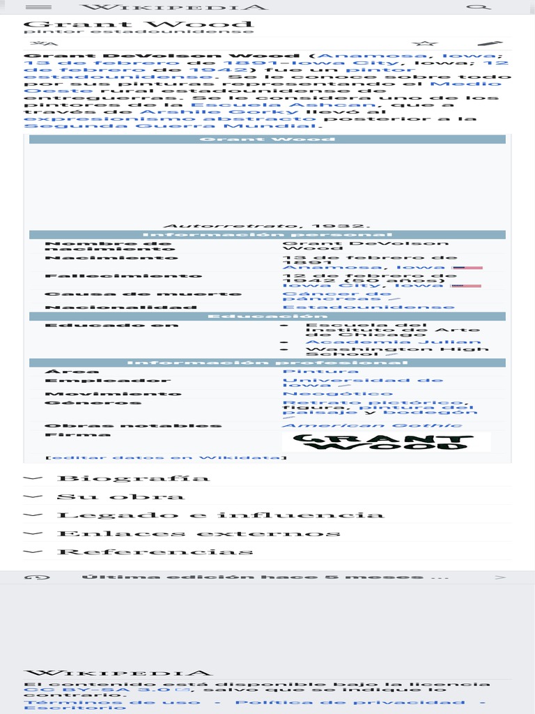 Grant Wood - Wikipedia, La Enciclopedia Libre PDF | PDF