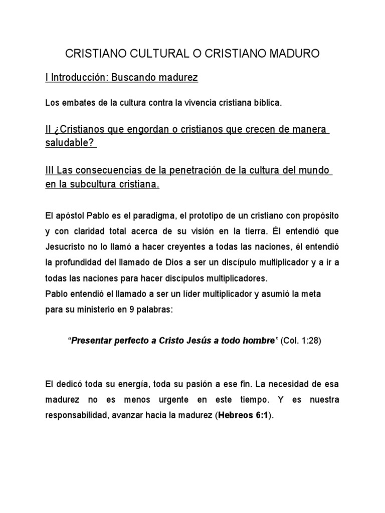 Cristiano Cultural o Cristiano Maduro | PDF | Cristo (título) | Jesús