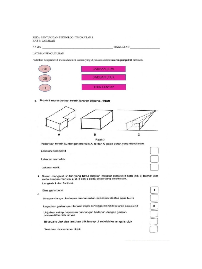 Latihan tajuk rbt Lakaran Piktorial 2022 | PDF