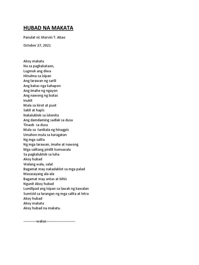 Hubad Na Makata | PDF