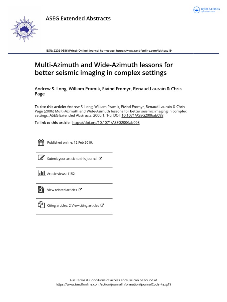 Multi Azimuth and Wide Azimuth lessons for better seismic imaging in ...