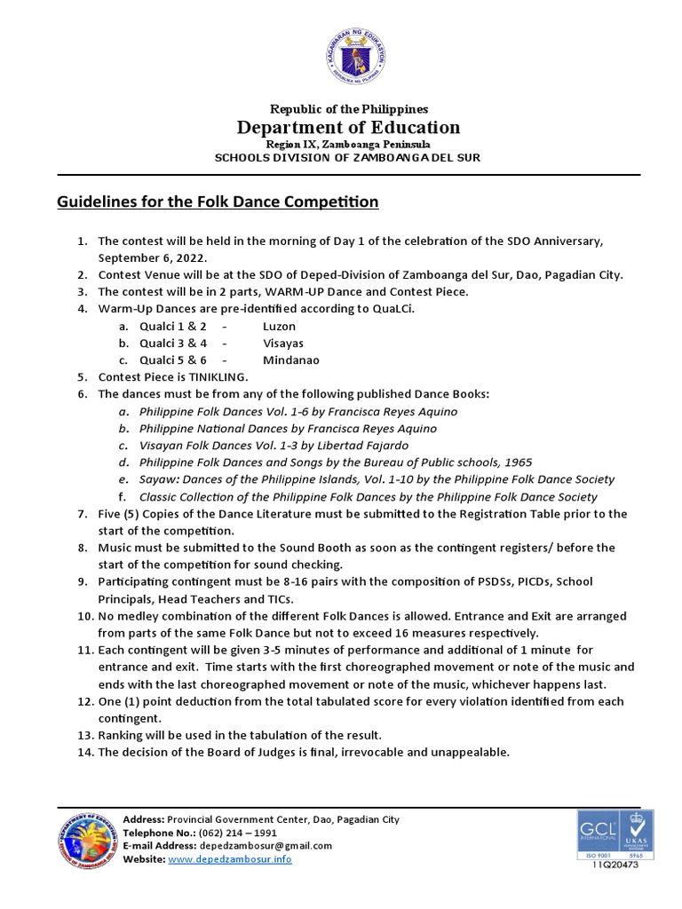 Folk Dance Competition Guidelines | PDF | Dances | Entertainment
