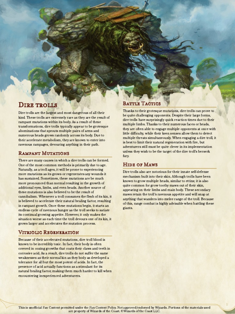 More Then Catch The Eye Dire Trolls - GM Binder | PDF