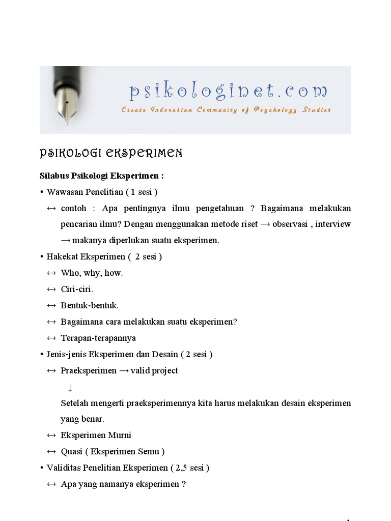 Pengantar PSIKOLOGI EKSPERIMEN | PDF