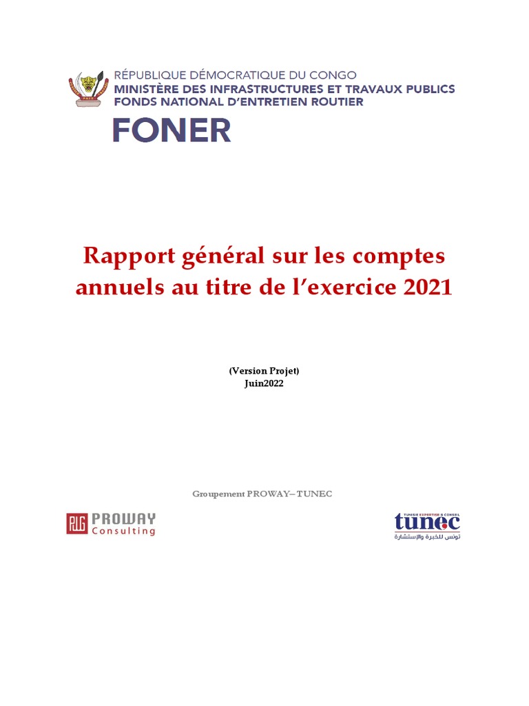 2021 - Rapport D'audit Final 2021 - FONER - v1.6 PDF | PDF | Audit | Dépréciation