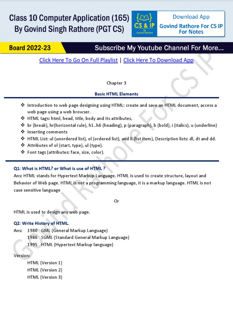 Chapter 3 Basic HTML Elements | PDF | Html | Html Element