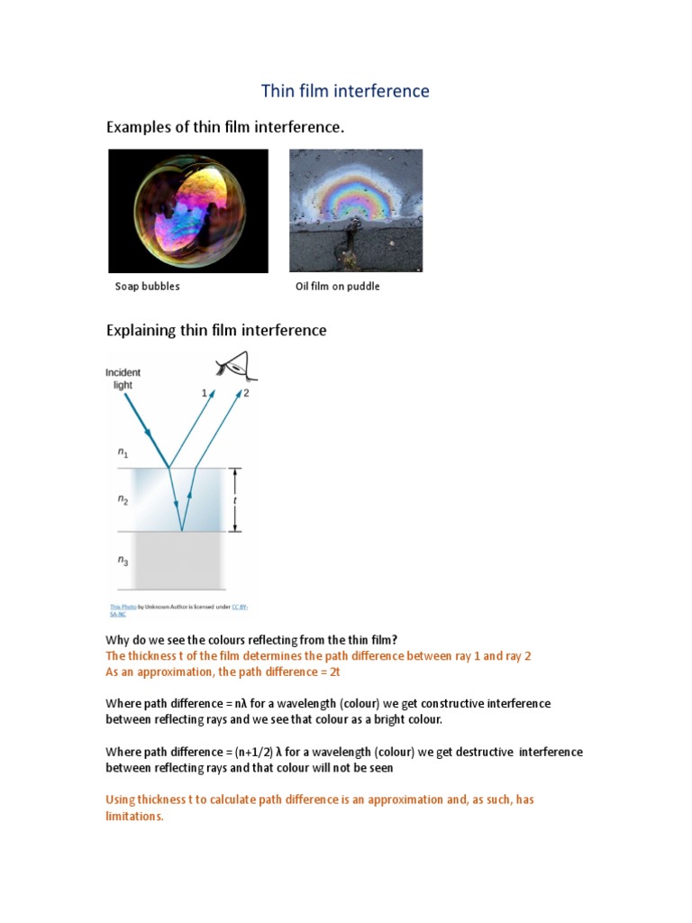 Thin Film Interference Explained | PDF | Science & Mathematics