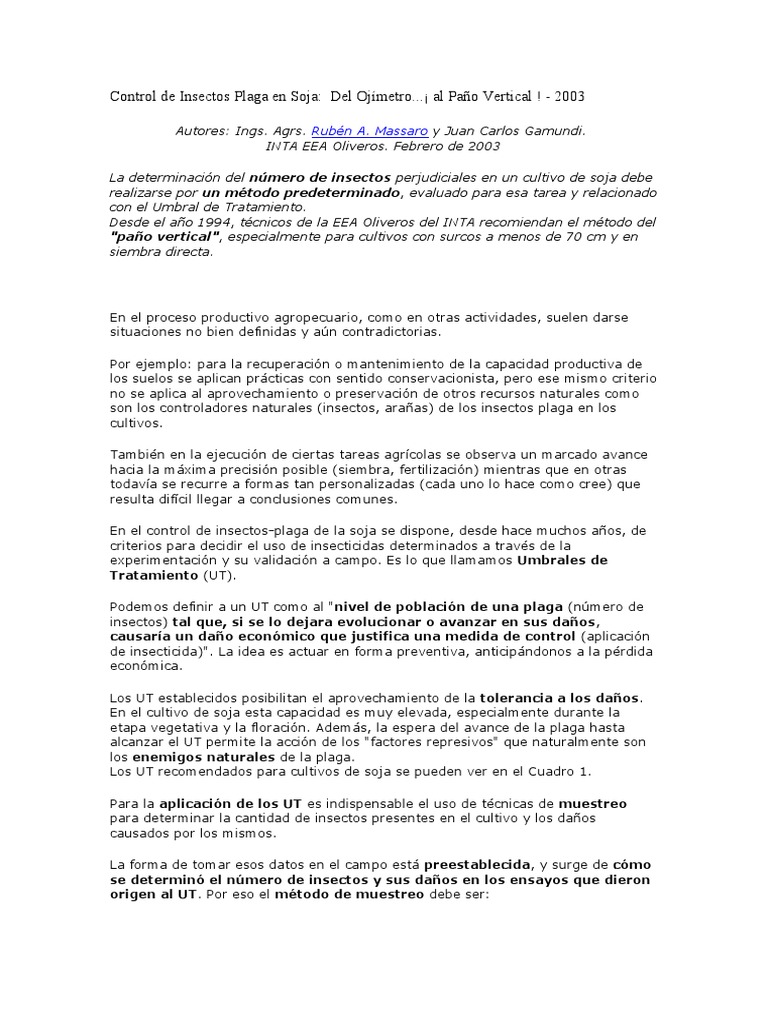 Control de Insectos Plaga en Soja | PDF | Plaga (organismo) | Insectos