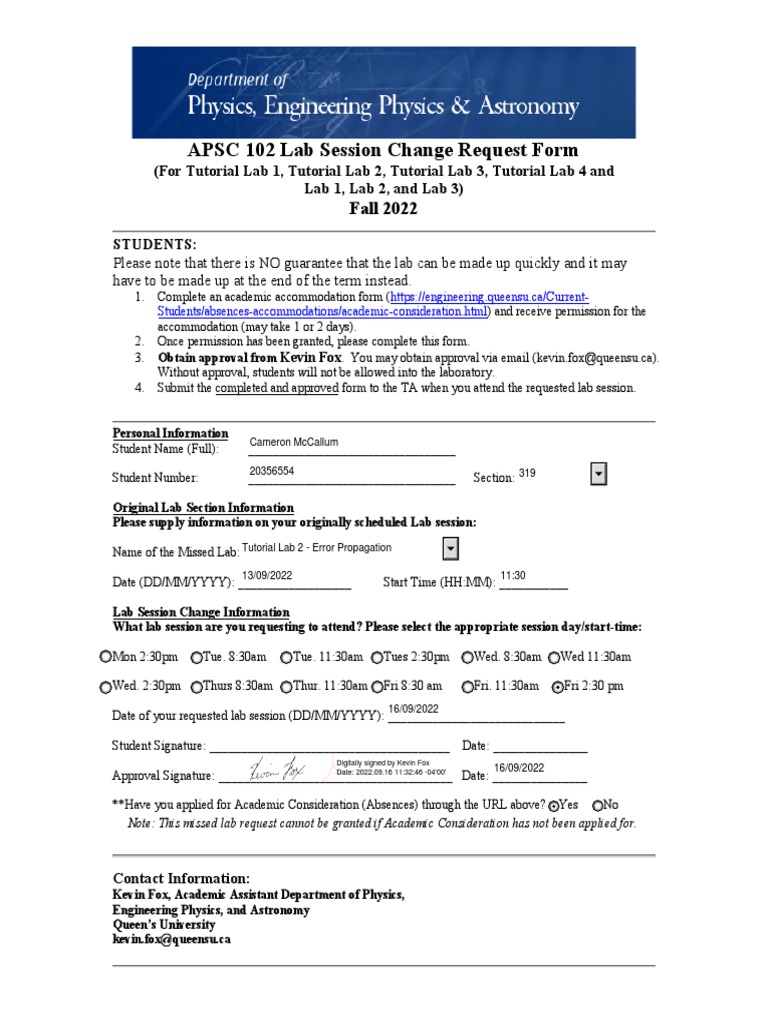 TL2 Missed Lab - Cameron McCallum PDF | PDF