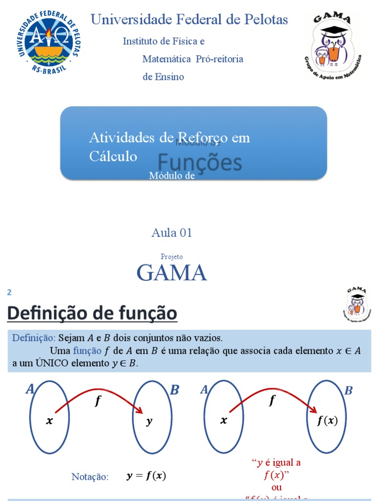 Funcoes GAMA 2020 1-2 | PDF | Conjunto (Matemática) | Função (Matemática)